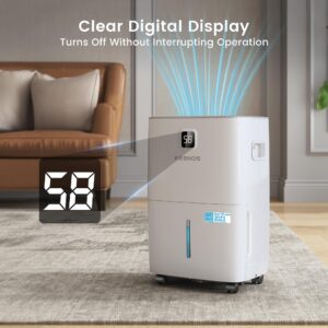 Kesnos 80 Pints Energy Star Dehumidifier for Home & Basement with Drain Hose, Front LED Display and 1.06 Gal Water Tank, Ideal for Spaces up to 5,500 Sq. Ft., Featuring Auto Defrost & Timer Function