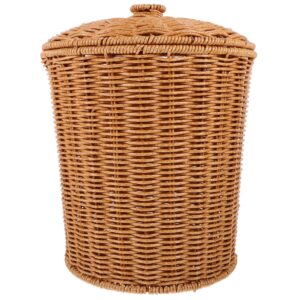 LIOOBO Round Rattan Storage Basket with Lid: Rattan Basket with Lid, Round Storage Basket for Home Organizer