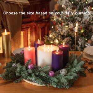 MOZEAL 3" x 6" Hand-Poured, Unscented Advent Pillar Candles. Each Candle Offers Approx 115 Hours of Clean, Long-Lasting Burn time. This Dripless Advent Candles Set of 4 is Ideal for Advent Wreath