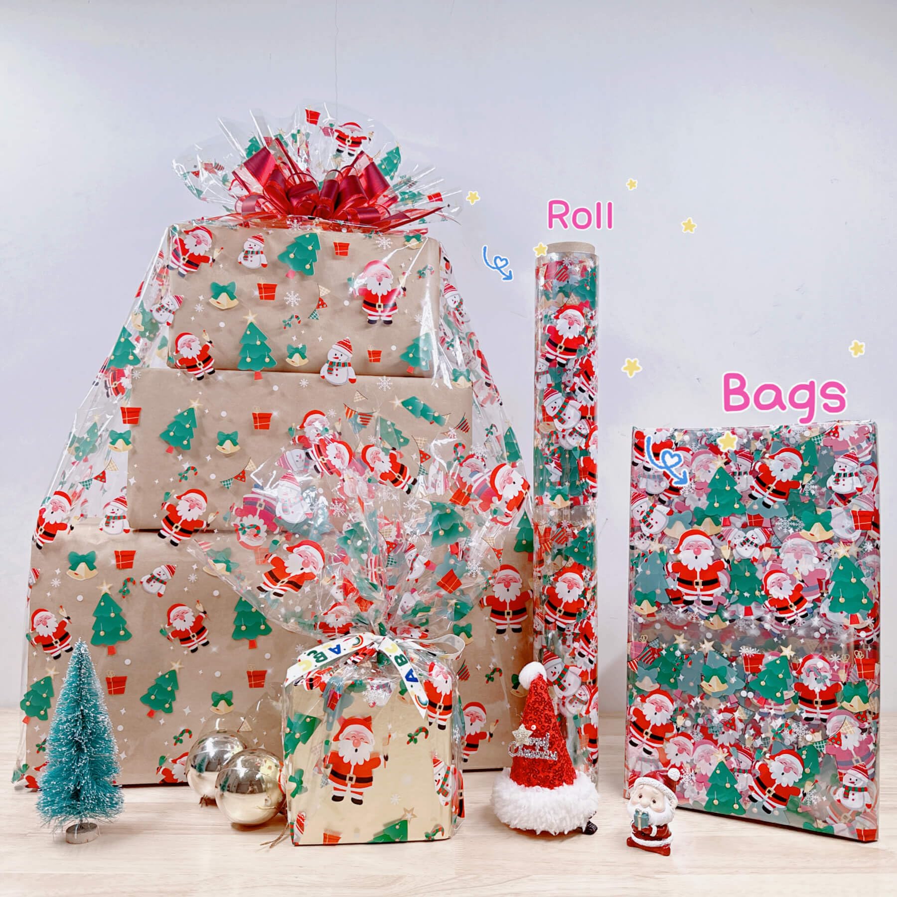 shareluck 24" x 30" Christmas Cellophane Bags for Gift Baskets - 2.5MIl Thicker Clear Basktes bags Large- Cello Bags (10 Pcs)