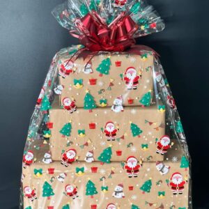 shareluck 24" x 30" Christmas Cellophane Bags for Gift Baskets - 2.5MIl Thicker Clear Basktes bags Large- Cello Bags (10 Pcs)