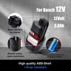 【Upgrade】2Pack 3.0Ah Replace Battery for Bosch 12V Batteries BAT414 Compatible with Bosch 12V max Lithium-Ion Tools and Chargers for Bosch 12 Volt Battery BAT420 GBA12V30 BAT411 BAT411A BAT412 BAT413