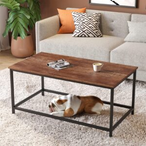 saygoer coffee table simple modern rectangular center table open space minimalist for living room home office industrial cocktail tables, dark walnut