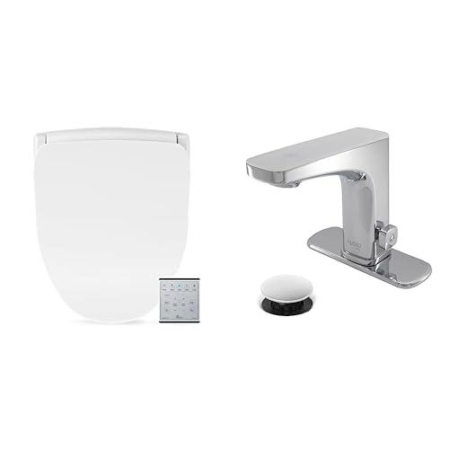 Bathroom Refresh Bundle Includes (1) Bio Bidet Slim Two Smart Bidet Elongated Toilet Seat and (1) Grove Motion Activated Hands Free Bathroom Faucet in Chrome Finish