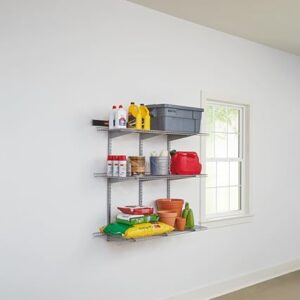 Rubbermaid Fasttrack Rail Storage 48"x16" 3-Shelf Kit, 350 lbs. Per Shelf, for Home/Garage/Shed/Workshop Organization