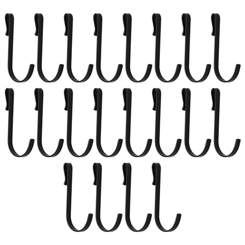 Vkinman 20 Pcs J Shaped Hook, Black Snap-On Hooks, Stainless Steel Clip-on Hook, Hanging Sink Grid Hook, Heavy Duty Wire Rack Hook for Kitchen, Bedroom, Office