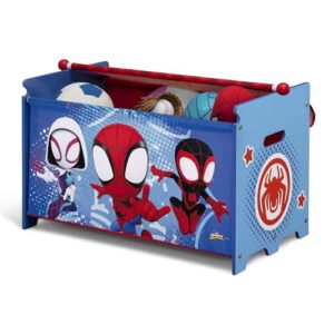 Delta Children - Marvel Spidey and His Amazing Friends 4-Piece Toddler Room-in-a-Box Set – Includes Sleep and Play Toddler Bed, Table, 1 Chair and Toy Box, Blue/Red