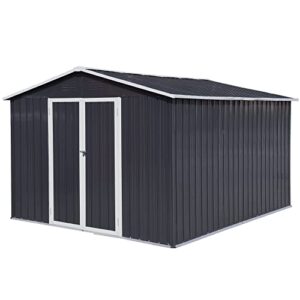 BOVONO Outdoor Storage Sheds 10ftx8ft, Waterproof Metal Utility Tool Shed Storage House with Door & Lock, Perfect for Garden, Patio& Backyard (Dark-Grey)