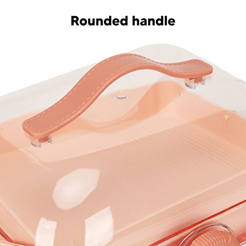 Topyond Makeup Box Organizer 3 Layer, Portable Medicine Storage Box, Large Capacity Transparent Handled Storage Case Multipurpose Makeup Box Craft Organizer for Home(Orange)