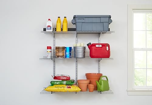 Rubbermaid Fasttrack Rail Storage 48"x16" 3-Shelf Kit, 350 lbs. Per Shelf, for Home/Garage/Shed/Workshop Organization