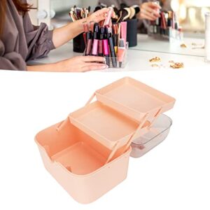 Topyond Makeup Box Organizer 3 Layer, Portable Medicine Storage Box, Large Capacity Transparent Handled Storage Case Multipurpose Makeup Box Craft Organizer for Home(Orange)