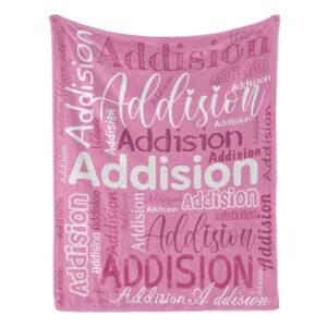 custom name blanket for kids adults personalized blanket with name flannel blanket customized name blanket for birthday valentines christmas day (40x50, pink)