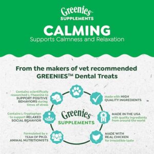 Greenies Supplements Calming Chews for Dogs Chicken Flavor, 80 Count Soft Chews Dog Calming Supplements, 14.7 oz