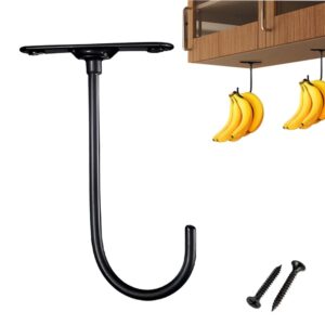 enttgo haikole banana holder,under cabinet hook for bananas or other kitchen items,black metal banana hook under cabinet,banana stand ripens bananas with less bruises (a-banana hook)