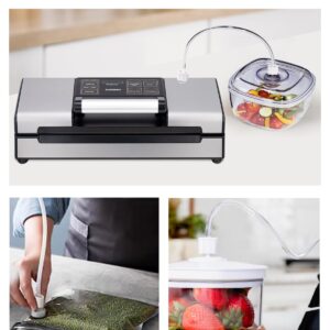 KURSINNA Automatic Vacuum Sealer Machine, 8 in 1 Multi-function Dry/Moist Modes For Food Preservation, Powerful Food Sealer with Built-in Cutter and Bag Storage | VS5738