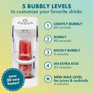 Spärkel Beverage System | Cherry Red Sparkling Water Maker | No CO2 Tank Needed | Carbonated Water Machine that Uses Fresh, Natural Ingredients | Soda Streaming Machine | 5 Unique Carbonation Levels