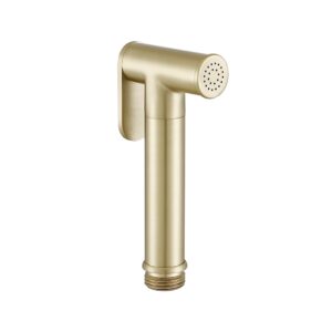 Shile Toilet Wal Mount Hot and Cold Bidet Spray Set Brass Hand Held Sprayer Shattaf Bathroom Attachment Brushed Gold