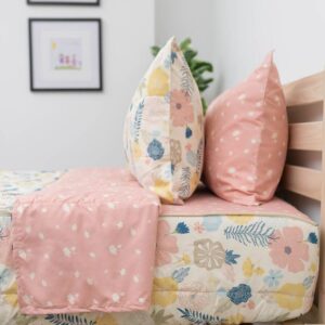 Beddy's Flower Blossoms Girls Durable Zipper Bedding, Bed in a Bag, Floral Sheets and Comforter, Easy to Make and Wash, Includes Pillowcase and Pillow Sham, Kids Zip Bedding, Super Soft All Season