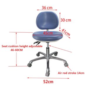 SFKLYU Adjustable Dental Medical Chair Dentist Doctor's Stool Ergonomic Dentist Chair with Backrest PU Leather,Light Blue,A