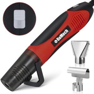 romech 350w heat gun with 2 nozzles, dual temp heat gun 400°f-660°f, fast heat hot air gun with overload protection for diy craft embossing shrink wrapping (red)