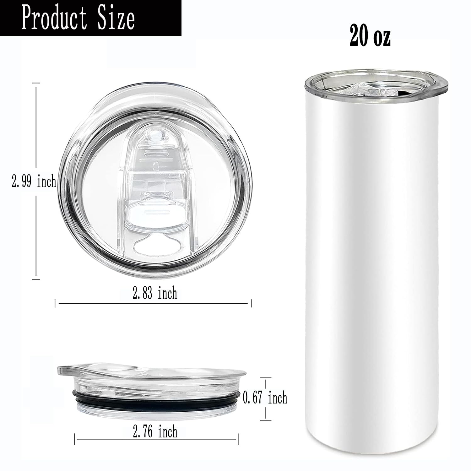 20 oz Skinny Replacement Lids Tumbler Replacement Lids Plastic Splash Resistant Lids Covers Spill Proof Skinny Tumbler Lid Cup Covers for Mouth Tumbler Cooler Cup (Clear, 5 Pack)