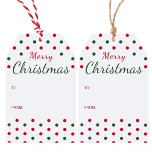 christmas gift tags, christmas gift tags with string,100 pcs merry christmas design tags xmas holiday to from name tags, paper gift hang label tags for christmas gift wrap, diy crafts, xmas present