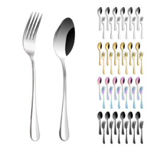 12 pieces spoons and forks set,food grade stainless steel flatware cutlery set,6 forks(6.8 inch) and 6 spoons(6.6inch) silverware set for home,kitchen,restaurant-mirror polished & dishwasher safe