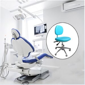 SFKLYU Adjustable Dental Medical Chair Dentist Doctor's Stool Ergonomic Dentist Chair with Backrest PU Leather,Light Blue,A