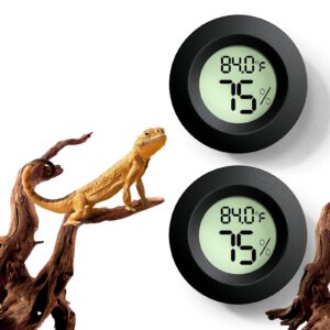 reptile tank accessories, 2 pcs reptile thermometer and humidity gauge for bearded dragon, jumping spider, leopard gecko, hermit crab, gecko, ball python, lizard