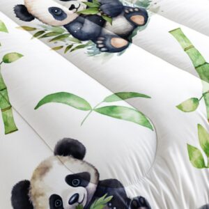 AILONEN Panda Kids Comforter Set Full Size, Kawaii Cute Cartoon Panda Bedding Set for Kids Boys Girls,Cute Duvet Set for All Season,Soft Breathable 3 PCS,1 Quilt and 2 Pillowcases