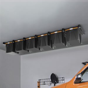 Ultrawall Overhead Garage Storage Racks for Bins, Ceiling Storage Rack Garage Hanging Organizer for Totes with Adjustable Width, Heavy Duty Ceiling Container Bin Rack (7 Pack, 6 Bins)