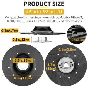 Angle Grinder Backing Pad, 4.5" x 5/8"-11 2PCS Angle Grinder Ribbed Backing Pad Resin Fiber Disc for Grinding Polishing Sanding Woodworking, 4-1/2" x 5/8"-11