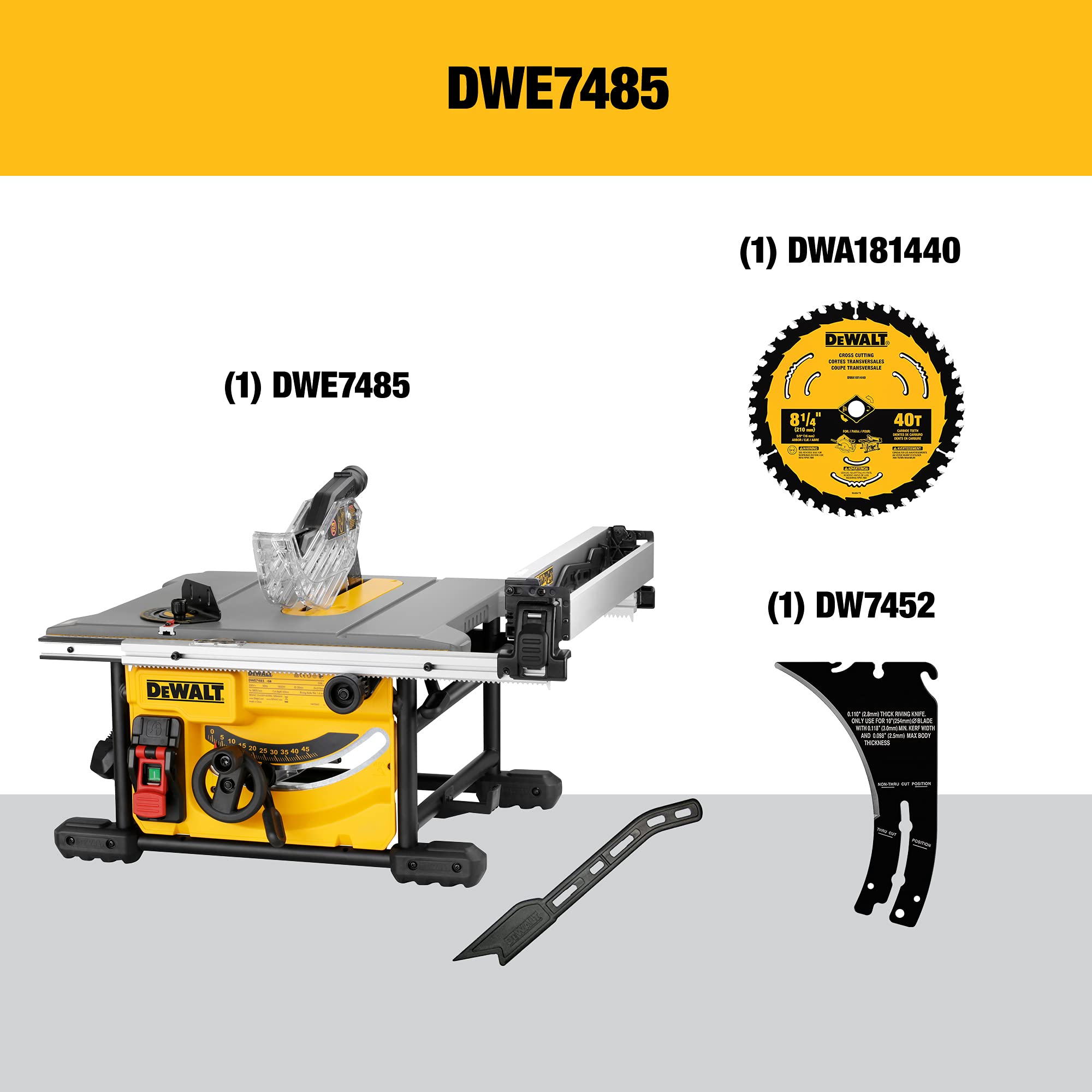 Dewalt DWE7485R 120V 15 Amp Compact 8-1/4 in. Corded Jobsite Table Saw (Renewed)