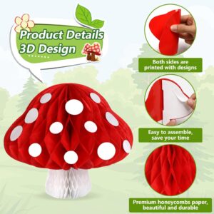 10PCS Mushroom Honeycomb Balls Decorations Centerpieces for Tables Mushroom Shaped Hanging Ceiling Sign Party Supplies for Jungle Wonderland Christmas Birthday Baby Shower Bridal Shower Party Favor