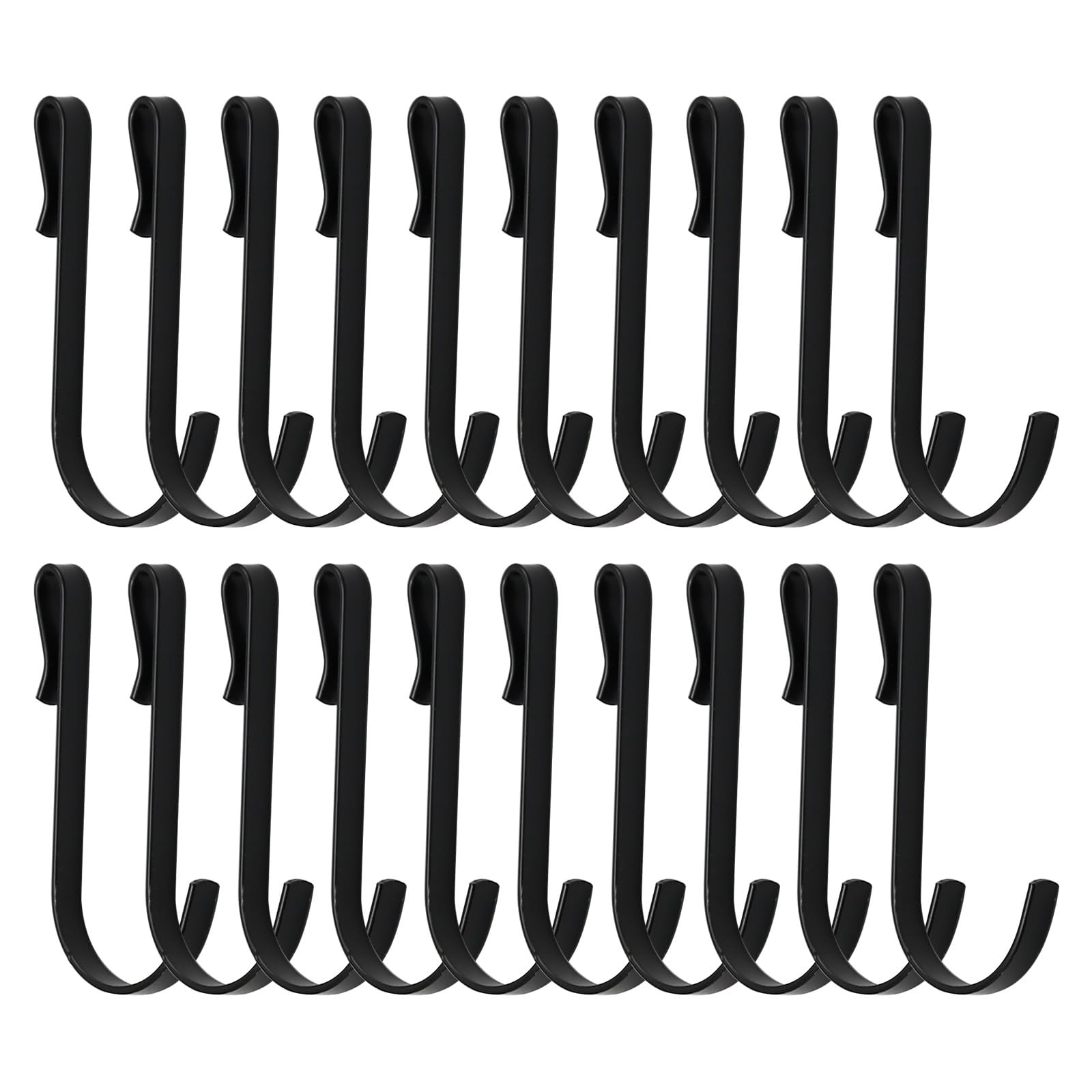 Vkinman 20 Pcs J Shaped Hook, Black Snap-On Hooks, Stainless Steel Clip-on Hook, Hanging Sink Grid Hook, Heavy Duty Wire Rack Hook for Kitchen, Bedroom, Office