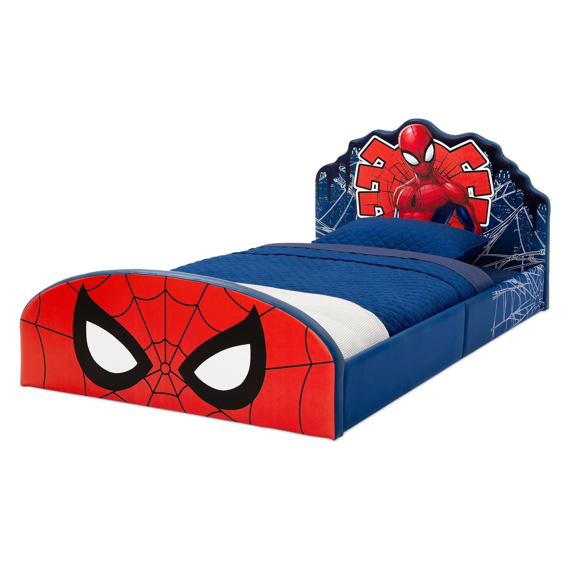 Delta Children Marvel Spider Man Upholstered Twin Bed, Red/Blue