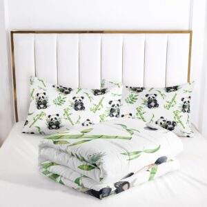 AILONEN Panda Kids Comforter Set Full Size, Kawaii Cute Cartoon Panda Bedding Set for Kids Boys Girls,Cute Duvet Set for All Season,Soft Breathable 3 PCS,1 Quilt and 2 Pillowcases