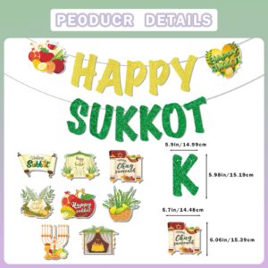 Happy Sukkot Banner Happy Sukkot Hanging Swirls Sukkot Banners Sukkot Hanging Decorations Sukkot Glitter Foil Ceiling Swirls Streams Sukkah Decorations for Jewish Holiday