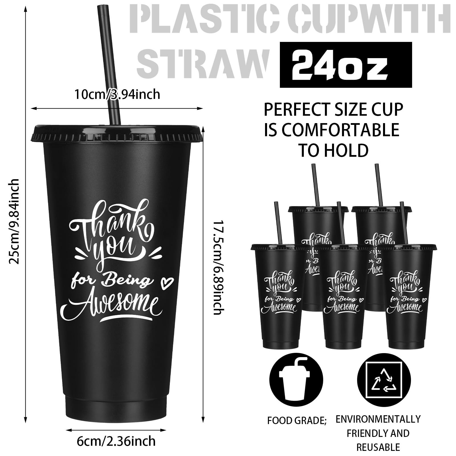 Mifoci Christmas Employee Appreciation Gifts Bulk Thank You Tumblers Team Gifts 24oz Black Tumbler with Straw Lid Christmas Coworkers Gifts Employee Cups for Staff Teacher Coworker Women Men(15 Pcs)