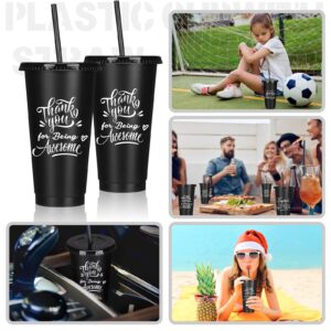 Mifoci Christmas Employee Appreciation Gifts Bulk Thank You Tumblers Team Gifts 24oz Black Tumbler with Straw Lid Christmas Coworkers Gifts Employee Cups for Staff Teacher Coworker Women Men(15 Pcs)