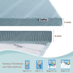 UniPon Medium to Firm Mattress Topper 3 inch Queen Memory Foam Mattress Topper Gel Infused with High-Density Foam for Body Support & Pressure Relief, Ventilated Design, CertiPUR-US Certified