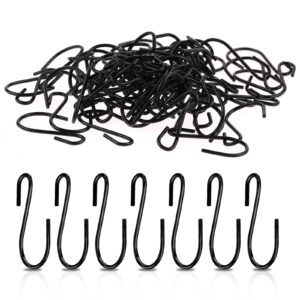 mozeat lens 60 pcs s hooks for hanging 1 inch metal hanging hooks mini s hooks s shaped iron wire hook hanger for hanging jewelry small kitchenware potted plants, black