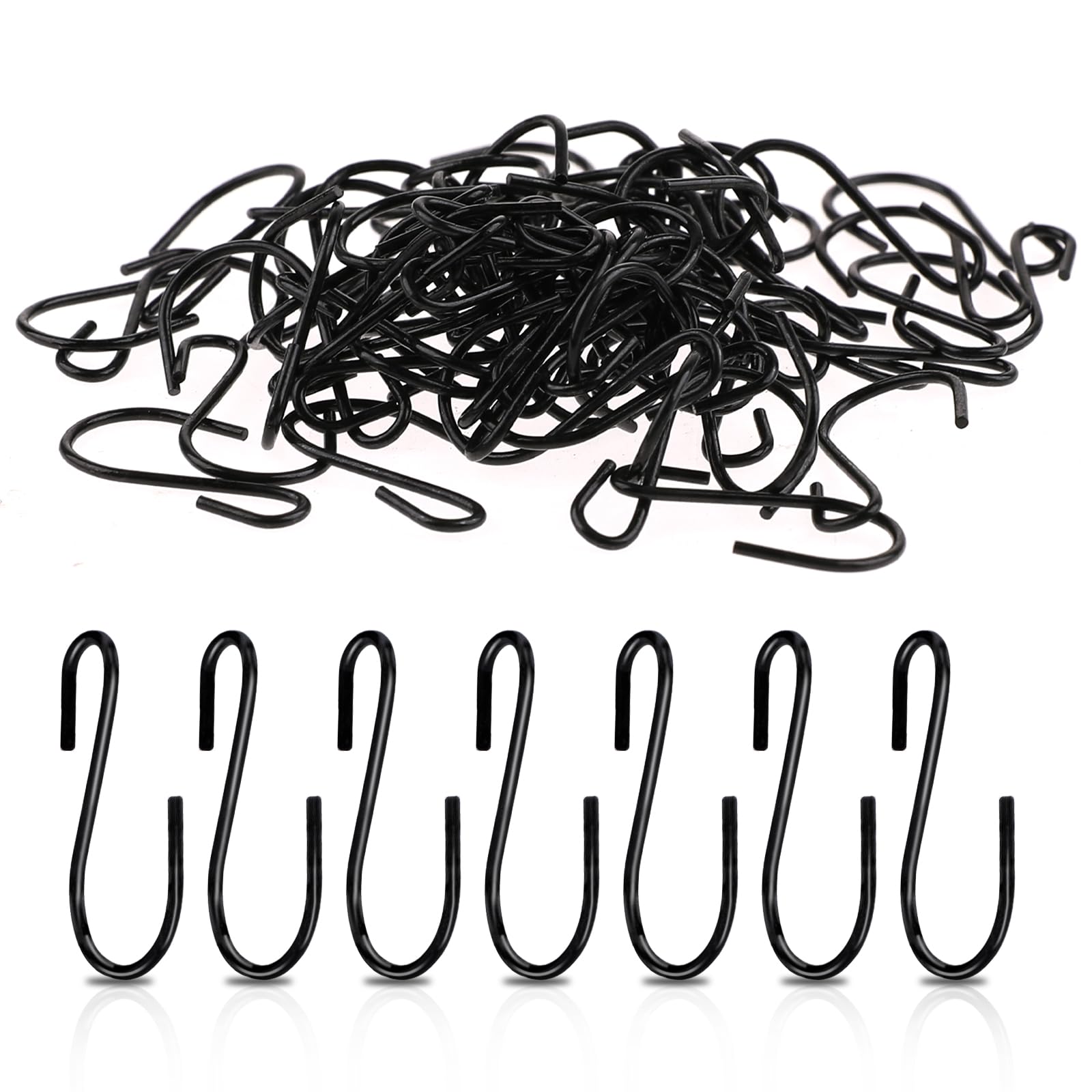 Mozeat Lens 60 PCS S Hooks for Hanging 1 Inch Metal Hanging Hooks Mini S Hooks S Shaped Iron Wire Hook Hanger for Hanging Jewelry Small Kitchenware Potted Plants, Black