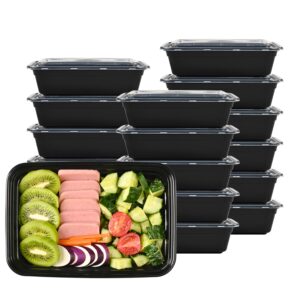 lokatse home meal prep containers 16 pack 1 compartment with lids, food storage bento stackable reusable lunch boxes, bpa-free microwave/dishwasher/freezer safe(38 oz)