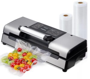 kursinna automatic vacuum sealer machine, 8 in 1 multi-function dry/moist modes for food preservation, powerful food sealer with built-in cutter and bag storage | vs5738