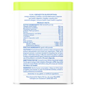 Native Pet The Daily Dog Supplement - 11 in 1 Dog Multivitamin - Tasty Scoop with Dog Supplements & Vitamins - Multi Vitamin for Dog Energy, Mobility, Skin & Coat - 12 Active Ingredients 14 oz