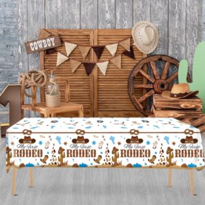 gisgfim 3 Pcs My First Rodeo Birthday Party Supplies Western First Rodeo Party Tablecloths Blue Cowboy 1st Rodeo Party Birthday Table Cover Decorations for Boy Baby Shower