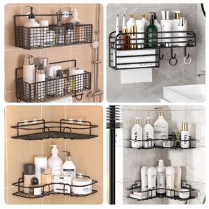 WLLHYF 6 Pcs Shower Adhesive Hooks Shower Caddy Adhesive Replacement, Transparent Strong Hook Strip Waterproof No Drilling Organizer for Soap Holder, Kitchen Racks (2 Single + 2 Double + 2 Claws)