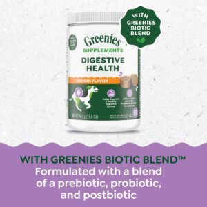 Greenies Supplements Digestive Health Probiotics for Dogs Chicken Flavor, 15.6 oz. Tub of 80 ct. Soft Chews Dog Probiotics