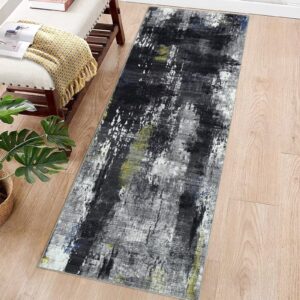 cozyloom 2x10 contemporary abstract indoor area rug modern runner rug ink print entryway rug soft hallway runners kitchen mat non slip living room bedroom dining rug vintage distressed floor cover